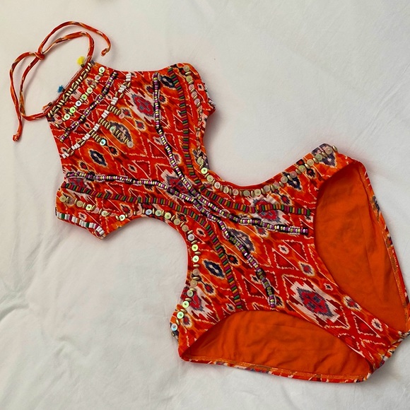 ASOS | Swim | One Piece Cut Out Halter Top Beaded Swimwear | Poshmark